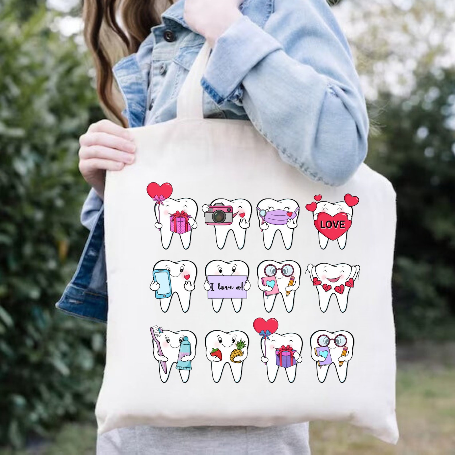 Teeth Tote Bag, Cute Teeth Tote Bag, Dental Assistant Tote Bag, Dental ...