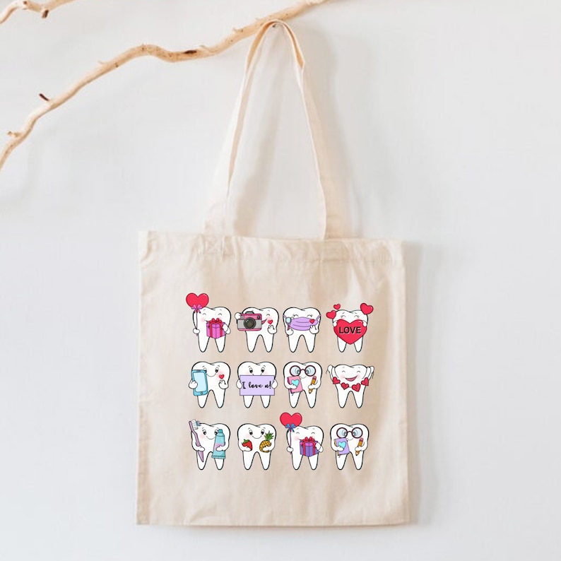 Teeth Tote Bag, Cute Teeth Tote Bag, Dental Assistant Tote Bag, Dental ...