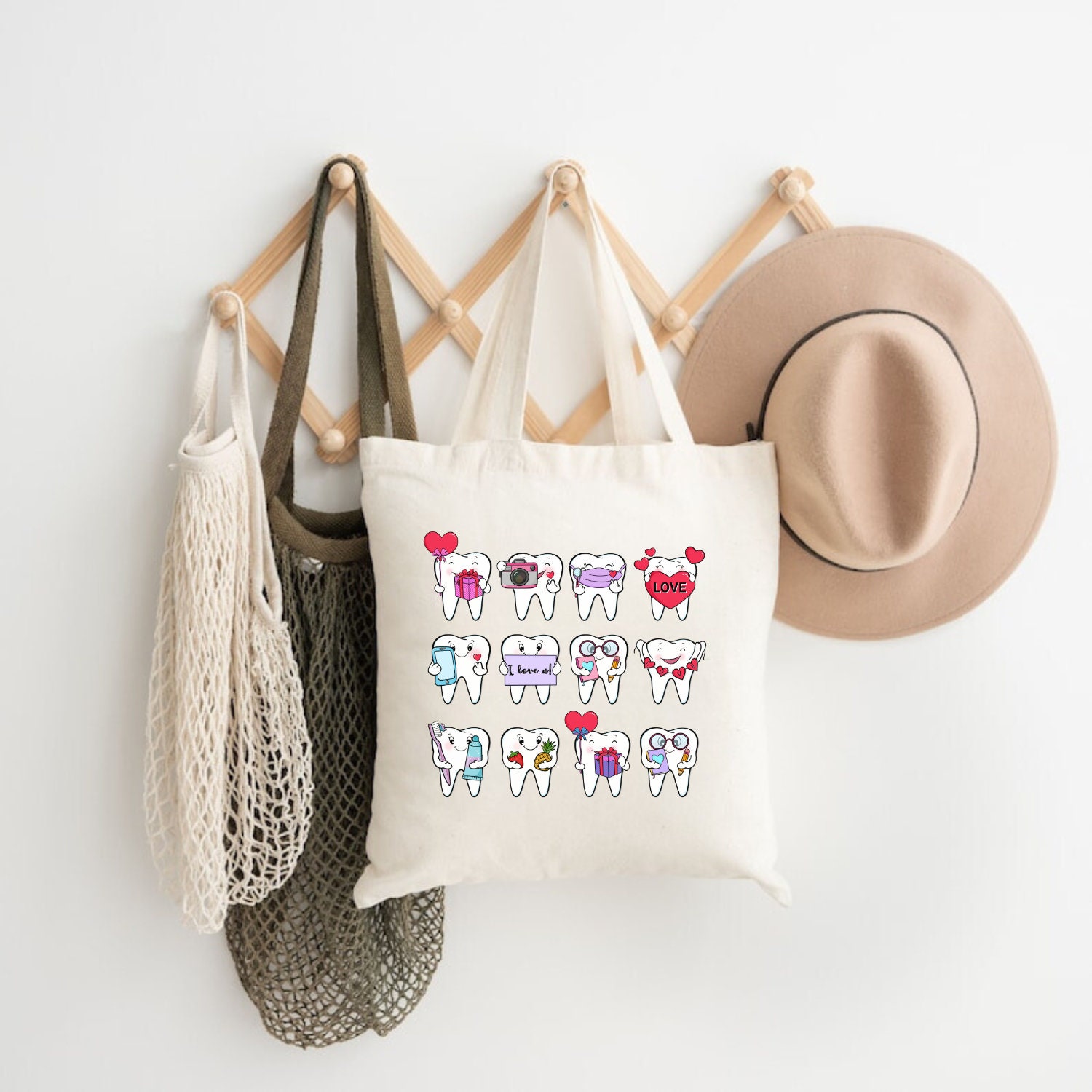 Teeth Tote Bag, Cute Teeth Tote Bag, Dental Assistant Tote Bag, Dental ...