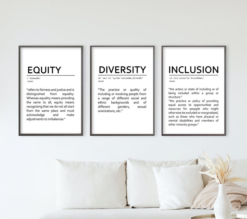 Poster Equity Definition, Set of 3, Diversity Definition, Inclusion ...