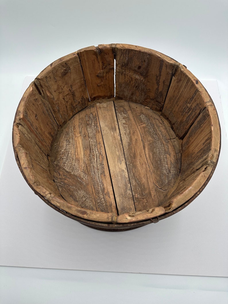 13inch Vintage Chinese Wooden Bucket With Iron Band. HEAVY - Etsy