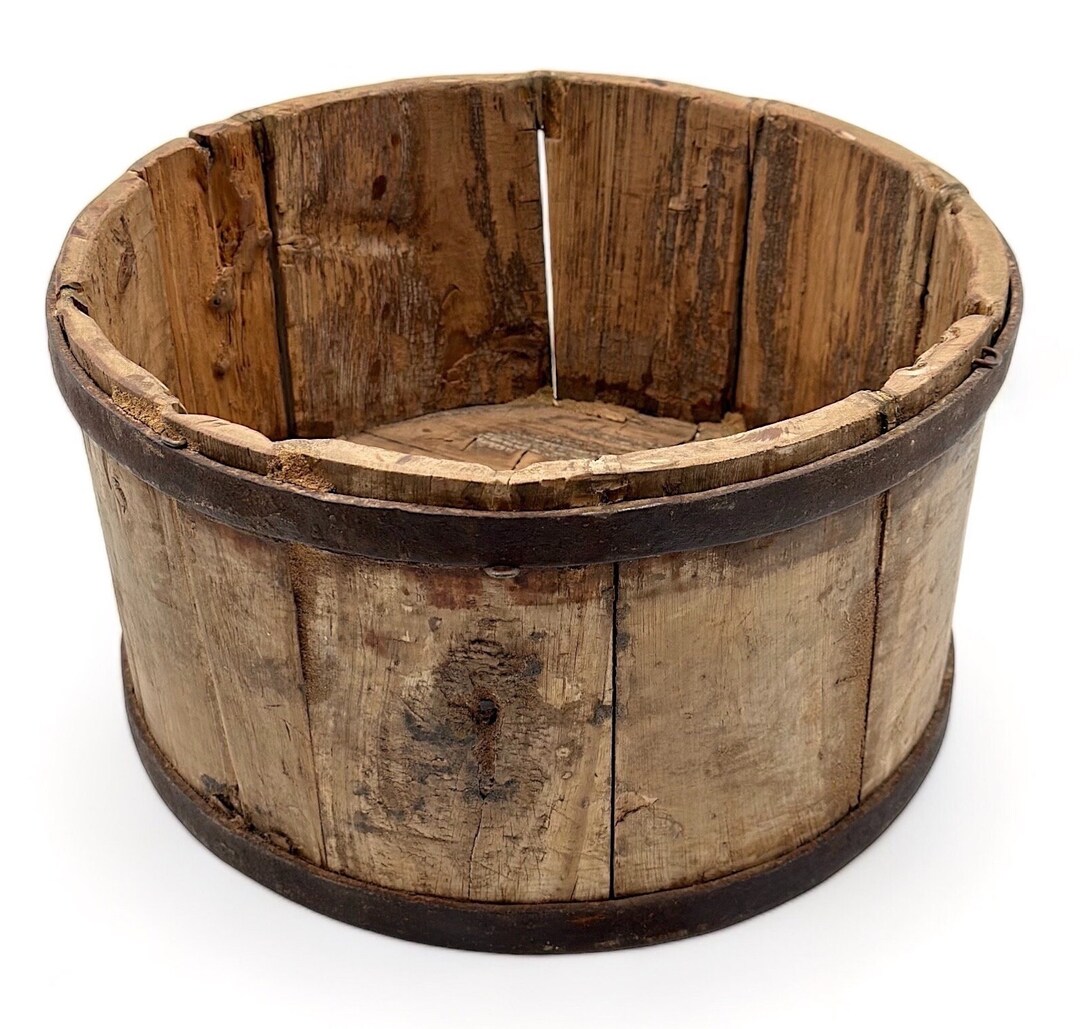 13inch Vintage Chinese Wooden Bucket With Iron Band. HEAVY - Etsy