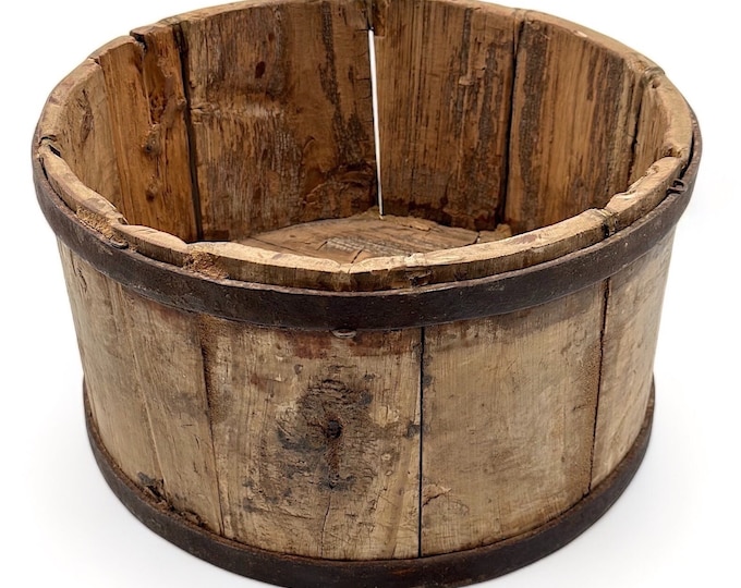13inch Vintage Chinese Wooden Bucket With Iron Band. HEAVY - Etsy