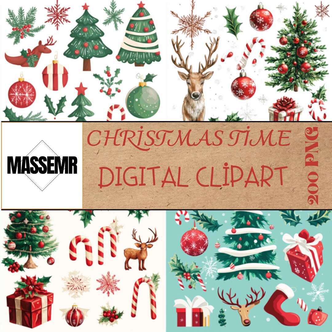 Festive Christmas Animal Clipart Pack 200 Unique PNG Designs for ...