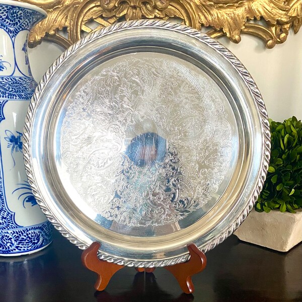 Round Silver Tray - Etsy