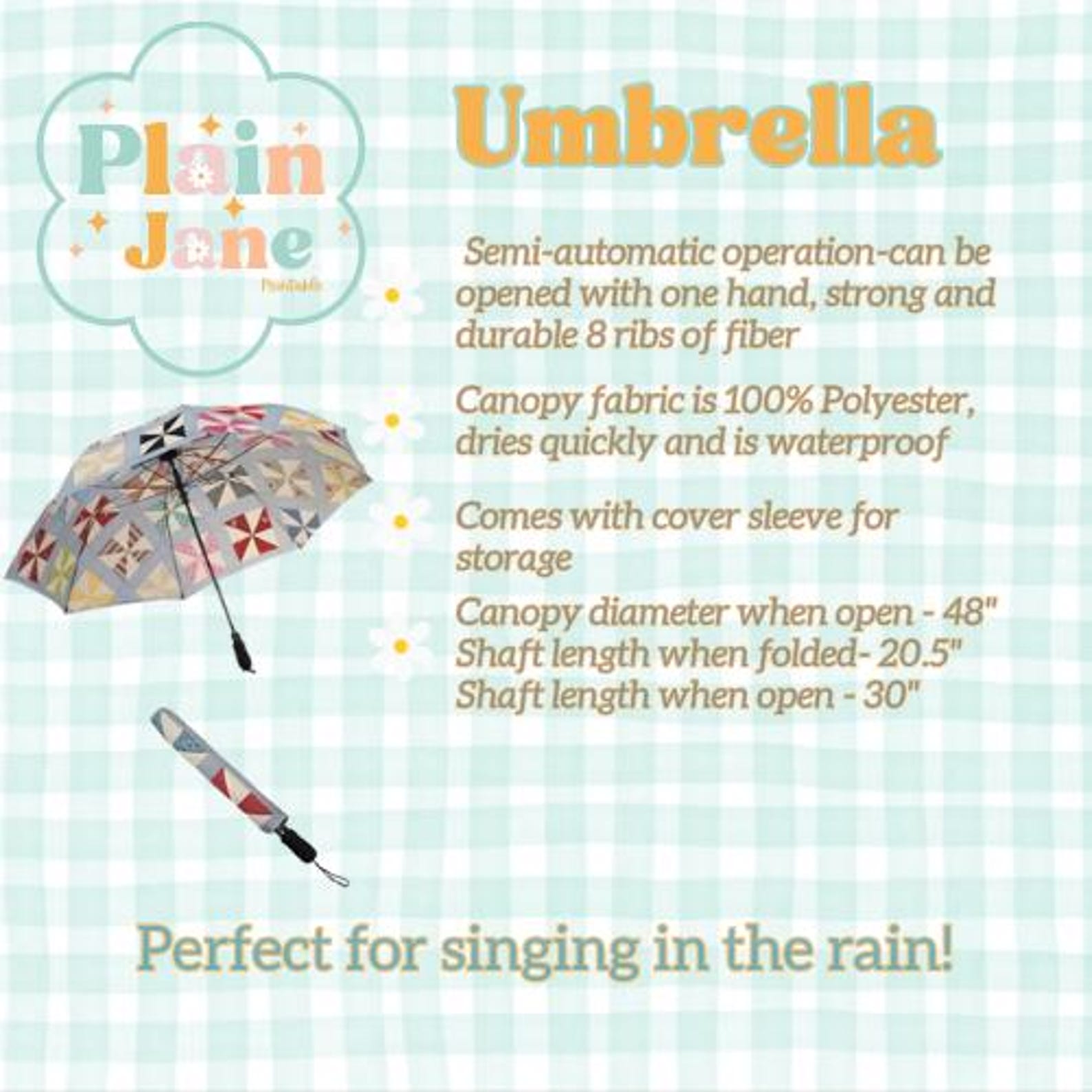 Quilt Patchwork Umbrella, Cute Compact Umbrella, Floral Travel Umbrella ...