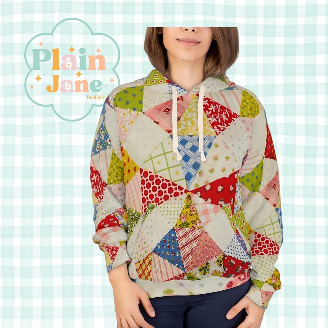Patchwork Quilt Jacket Hoodie, Coat of Many Colors Sweatshirt ...