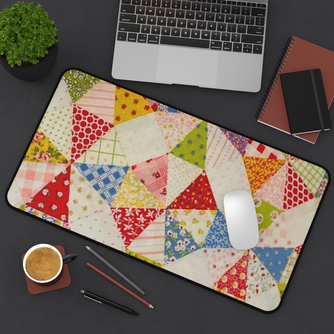 Patchwork Office Decor |quilt Print Desk Mat | Artisan Workshop Desktop ...