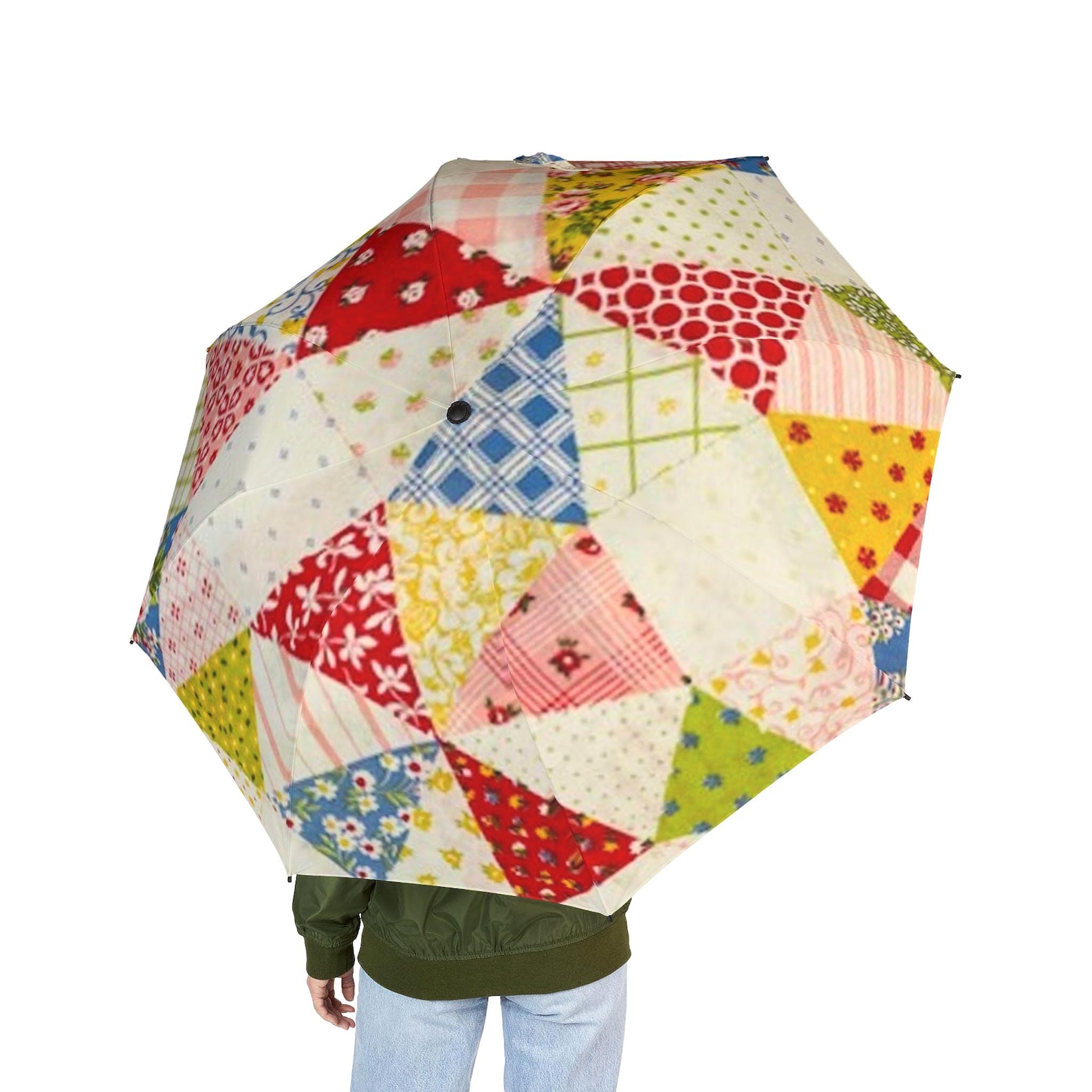 Quilt Patchwork Umbrella, Cute Compact Umbrella, Floral Travel Umbrella ...
