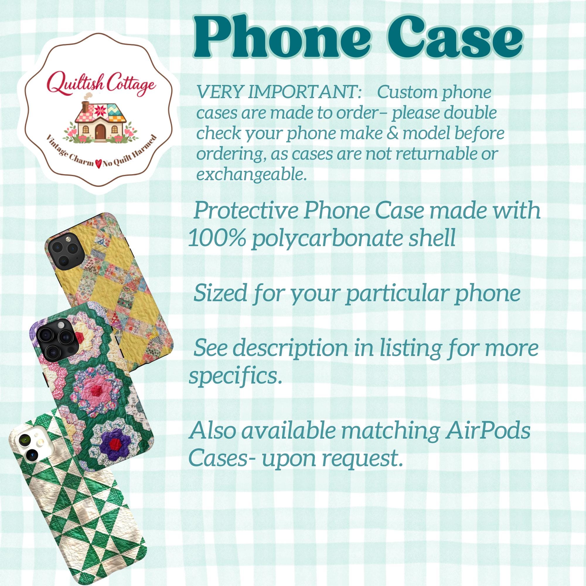 Vintage Quilt Phone Case, Retro Lattice Pattern, Grandma Chic Cottage ...