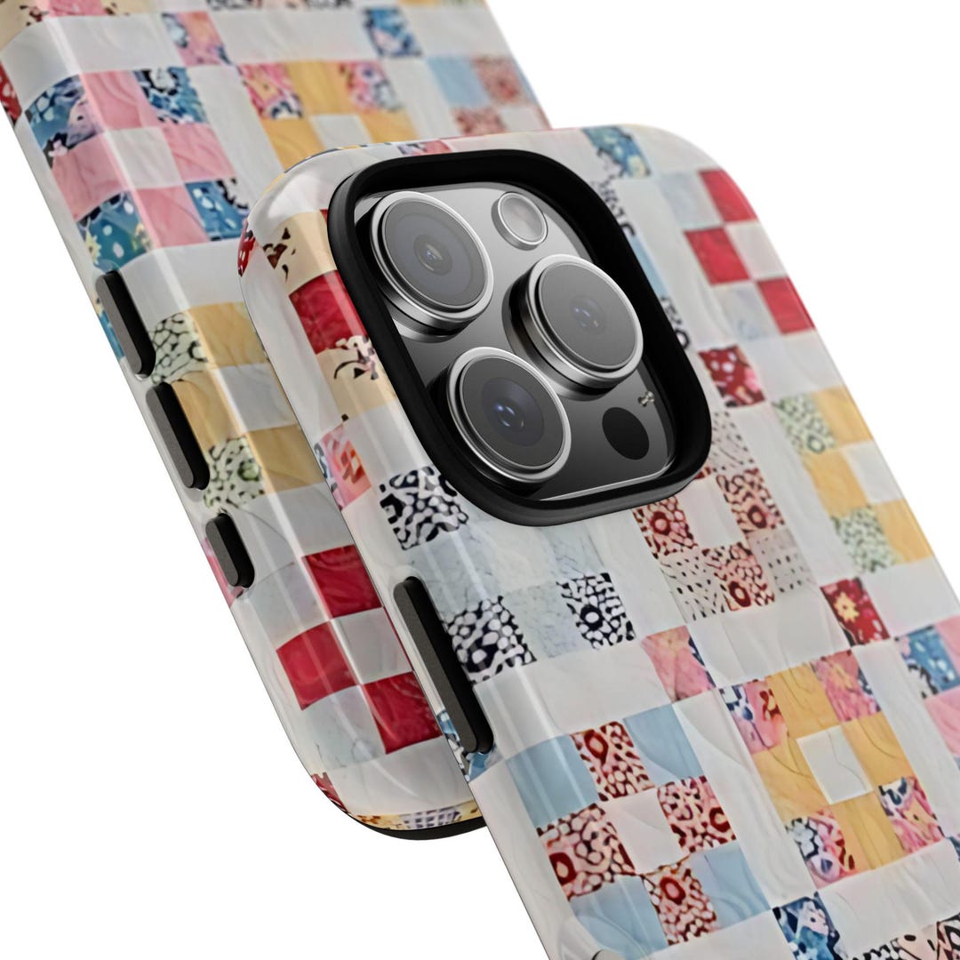 Vintage Quilt Patchwork Phone Case: Retro Farmhouse Style, Nine Patch ...
