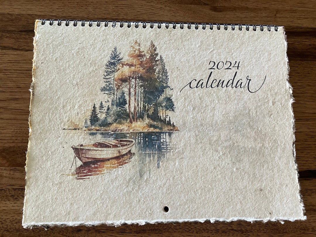2024 Handmade Paper Calendar on Hand Pressed Paper With Torn Edges - Etsy
