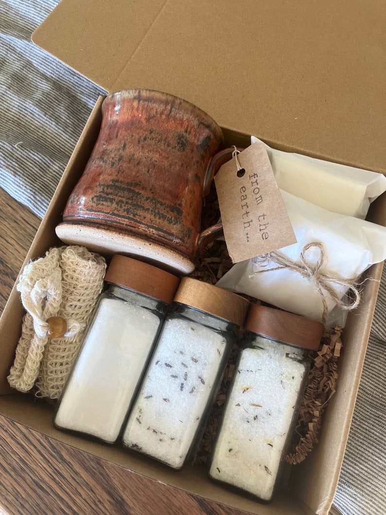 Relaxation Gift for Women /bath Salt Bath Set /handmade Copper Glaze ...
