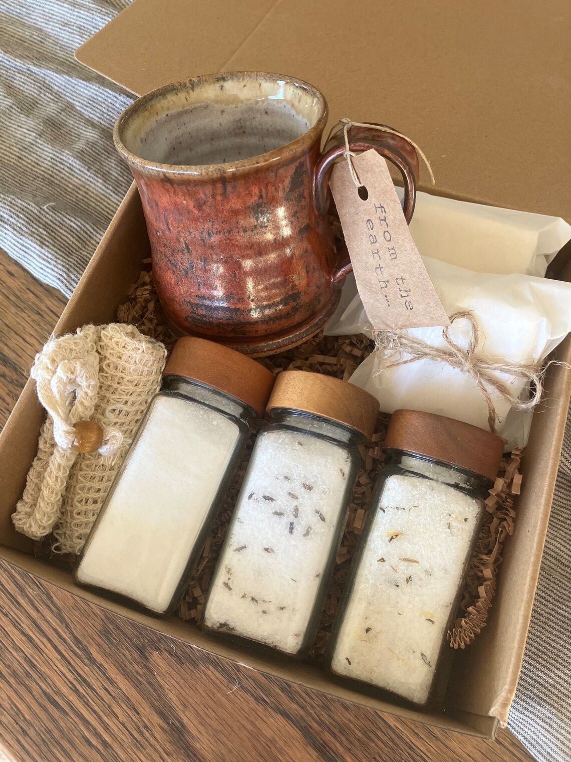 Relaxation Gift for Women /bath Salt Bath Set /handmade Copper Glaze ...