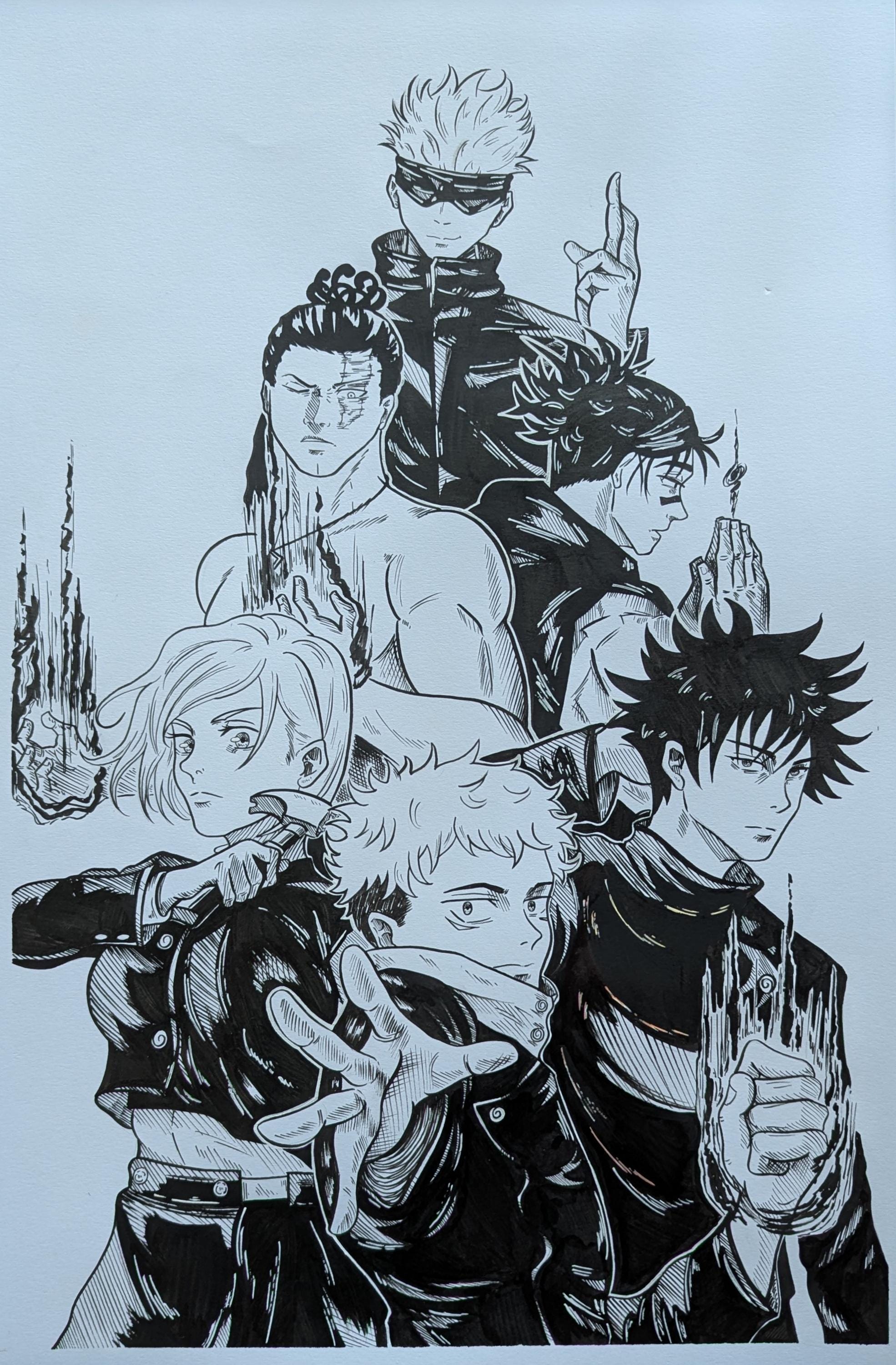 Jujutsu Kaisen JJK Inspired Poster - Ink Collage - Etsy