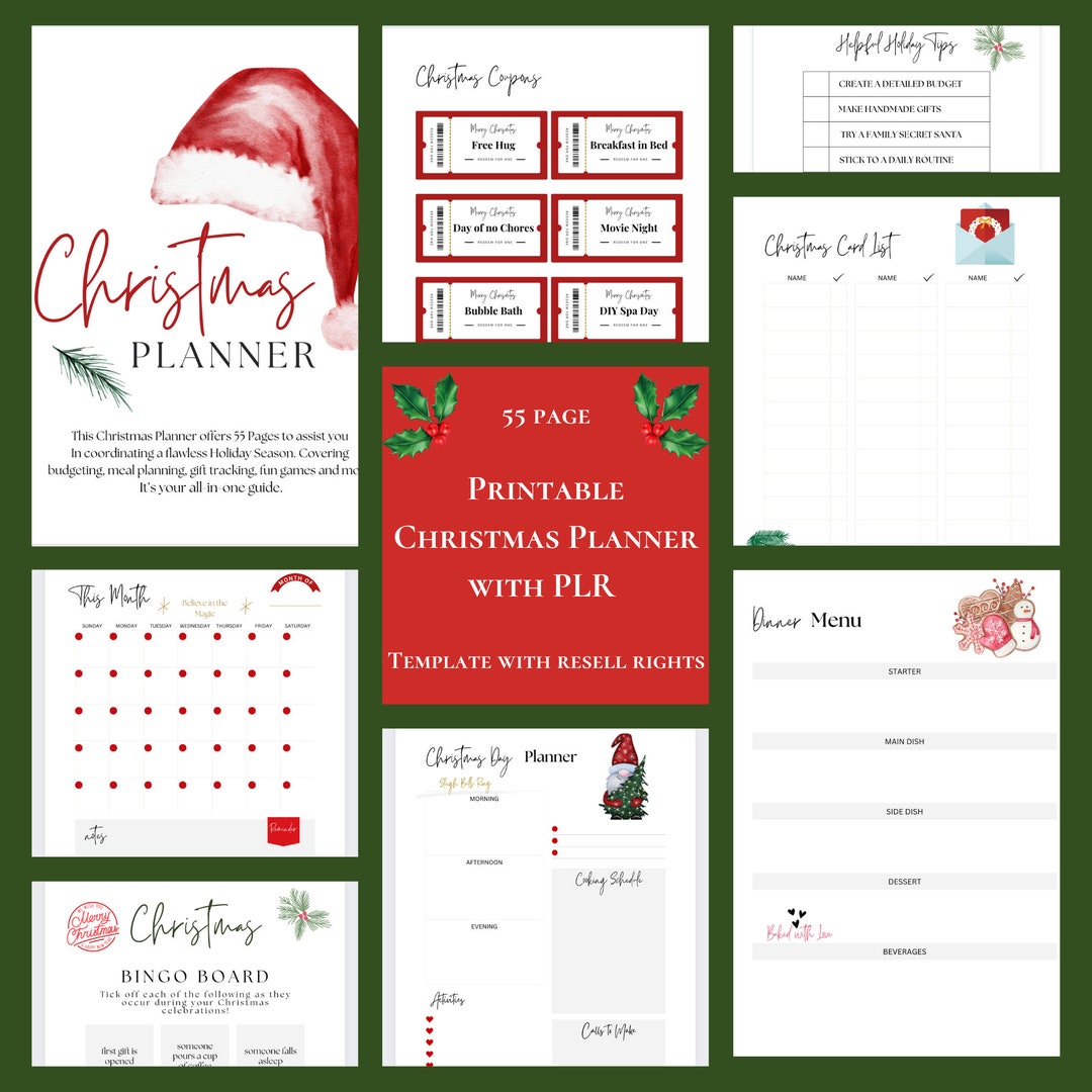 Printable Christmas Planner Template With PLR - Etsy