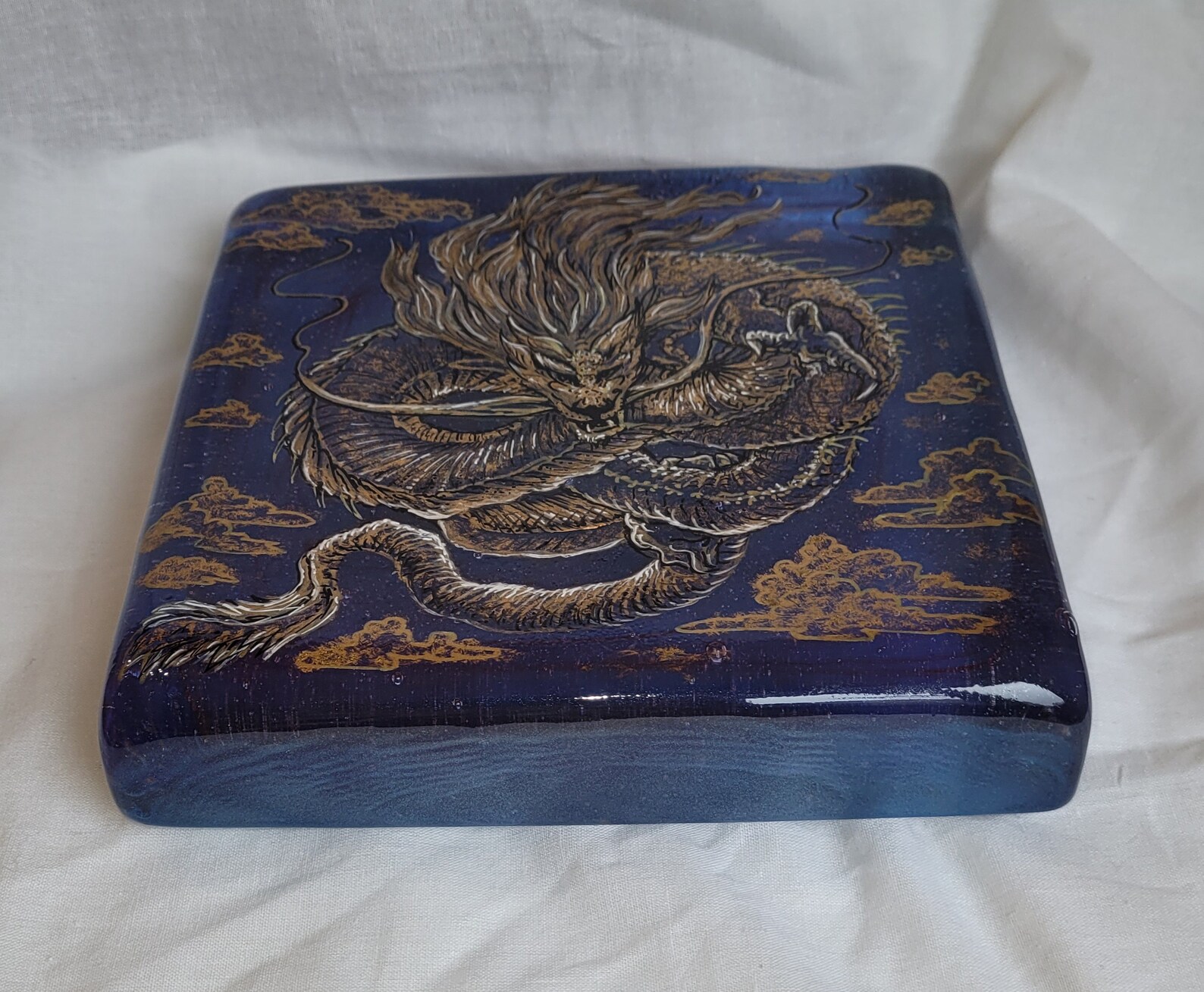 Glass Block Dragon Paperweight - Etsy