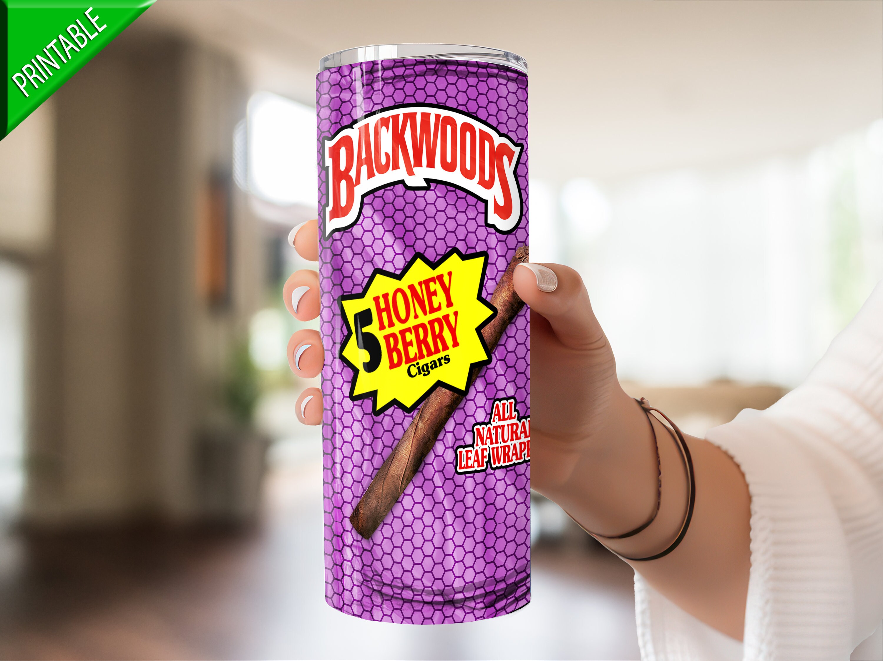Backwoods Wrapper 20oz Tumbler Design, 420 Weed Stoner Tumbler Wrap ...
