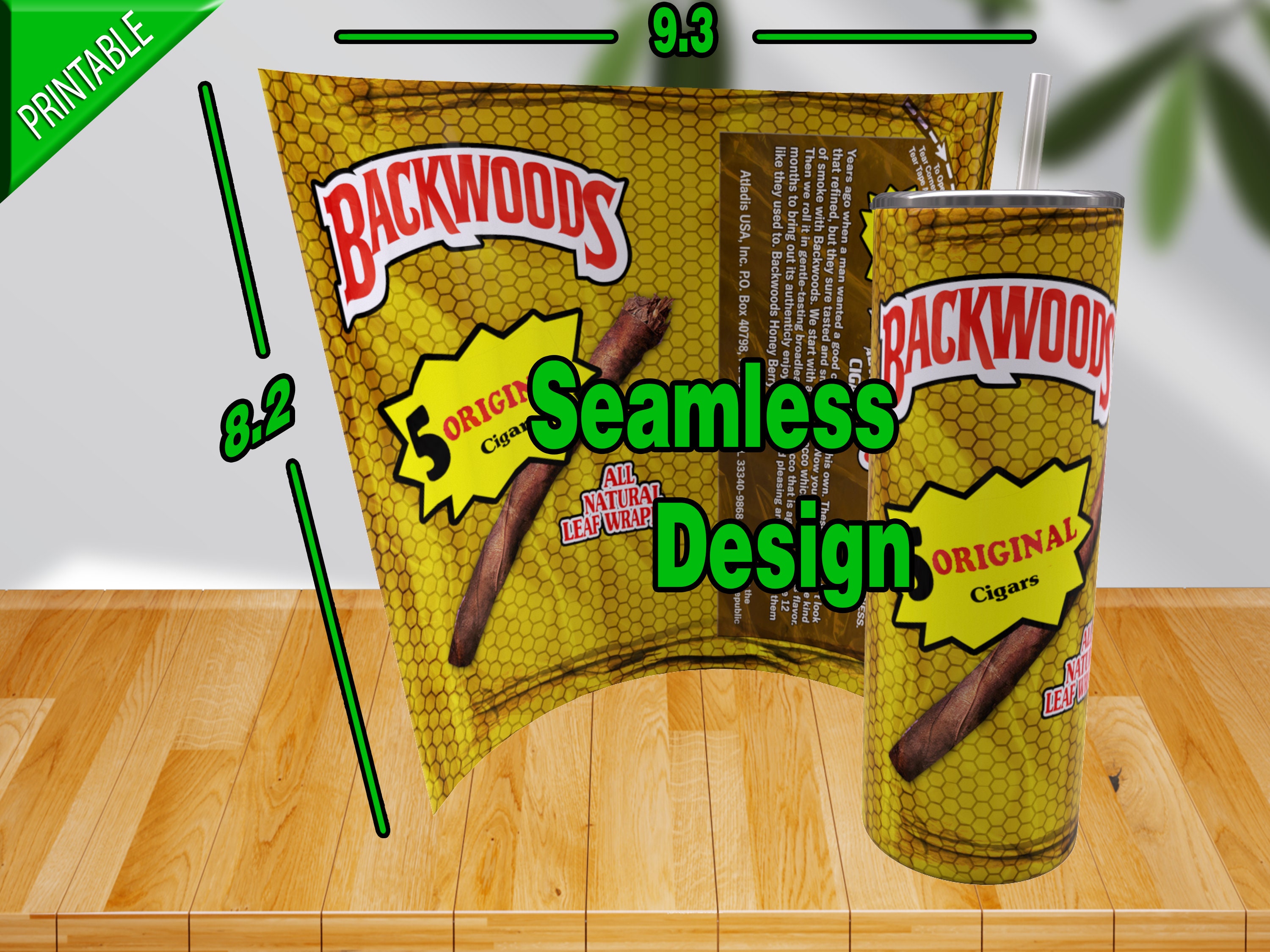 Backwoods Wrapper 20oz Tumbler Design, 420 Weed Stoner Tumbler Wrap ...