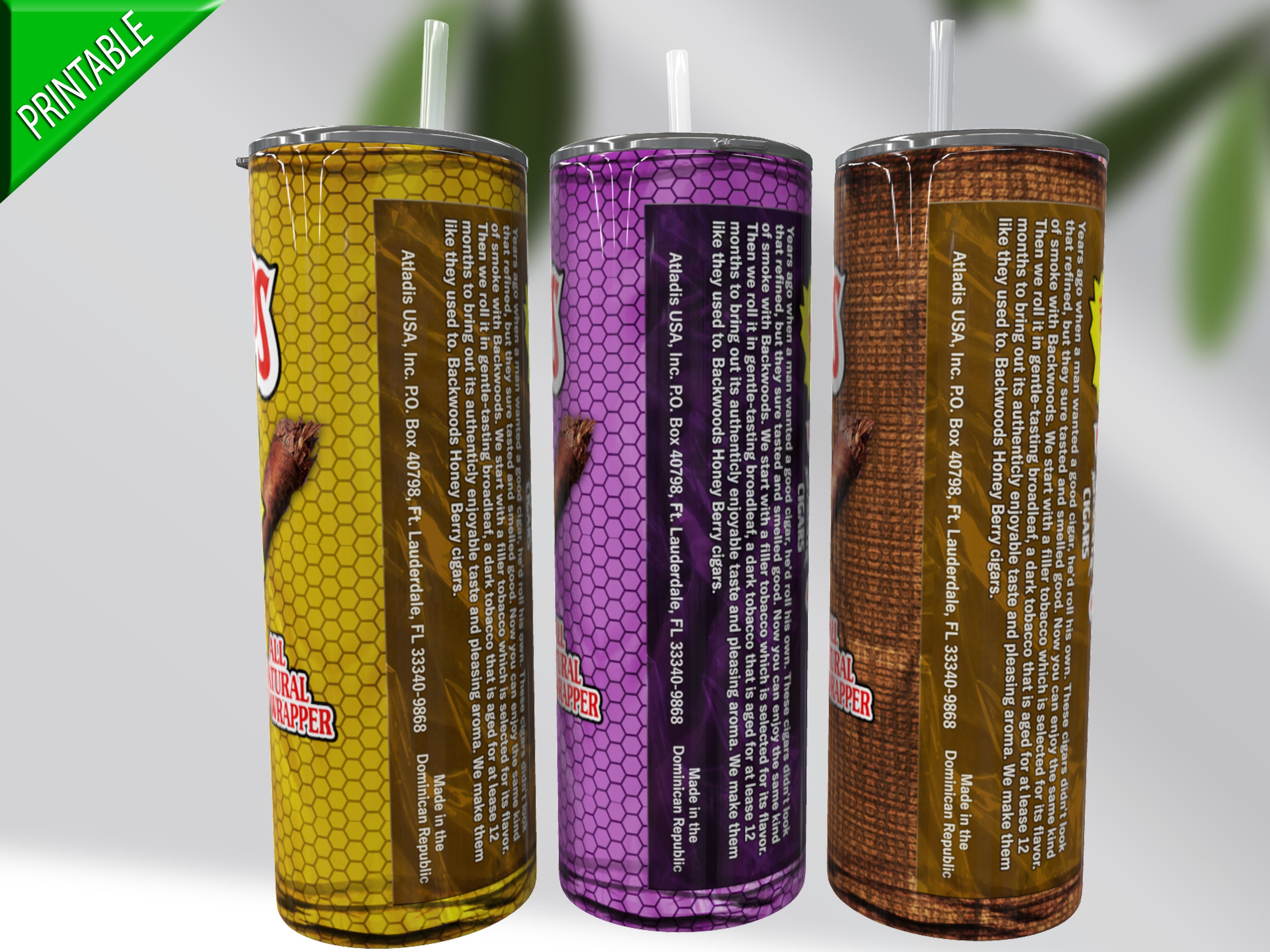 Backwoods Wrapper 20oz Tumbler Design, 420 Weed Stoner Tumbler Wrap ...