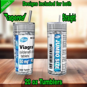 Viagra Pills Bottle Joke 20 Oz Tumbler Wrap, Funny Sarcastic Tumbler ...