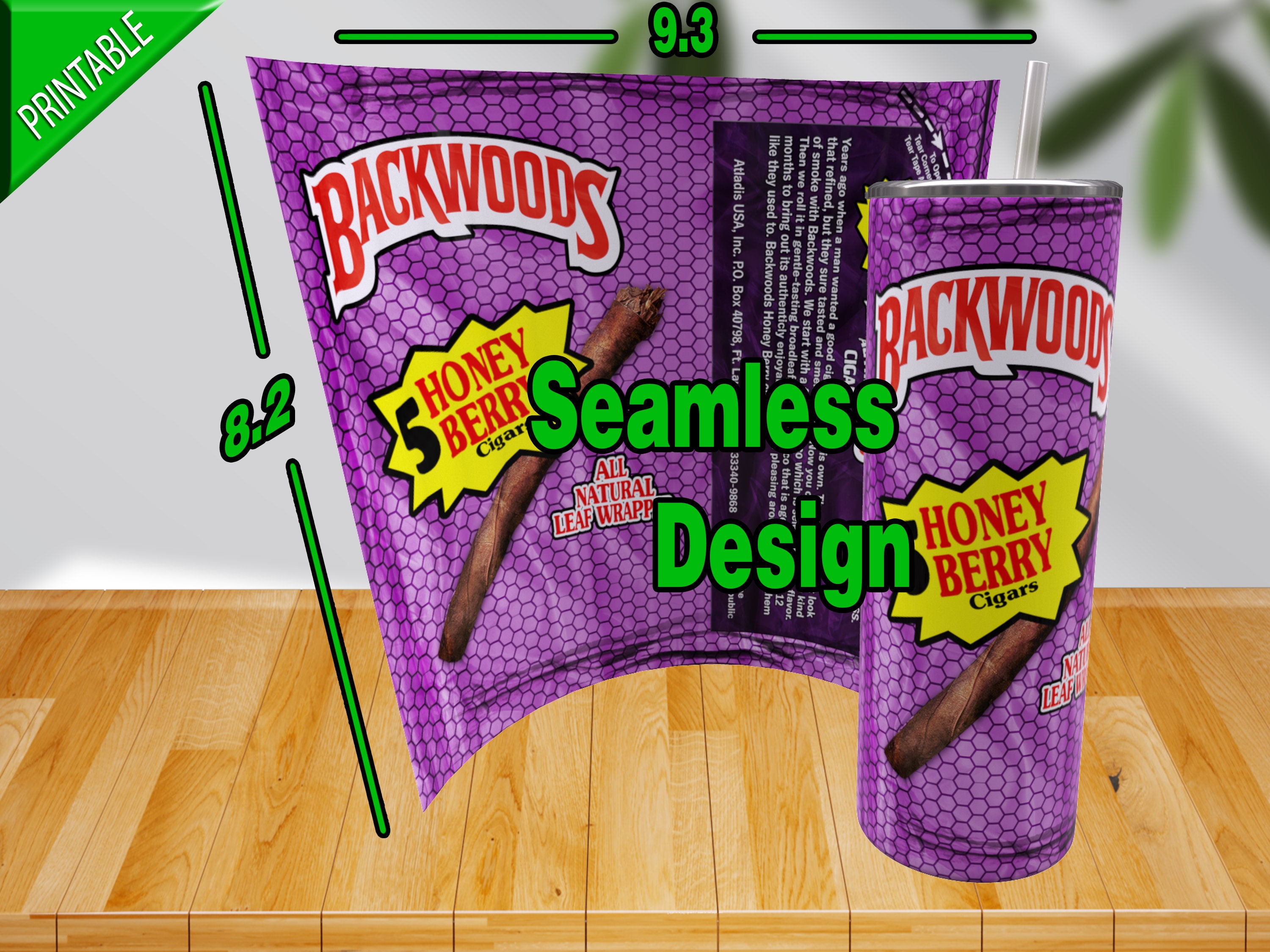 Backwoods Wrapper 20oz Tumbler Design, 420 Weed Stoner Tumbler Wrap ...
