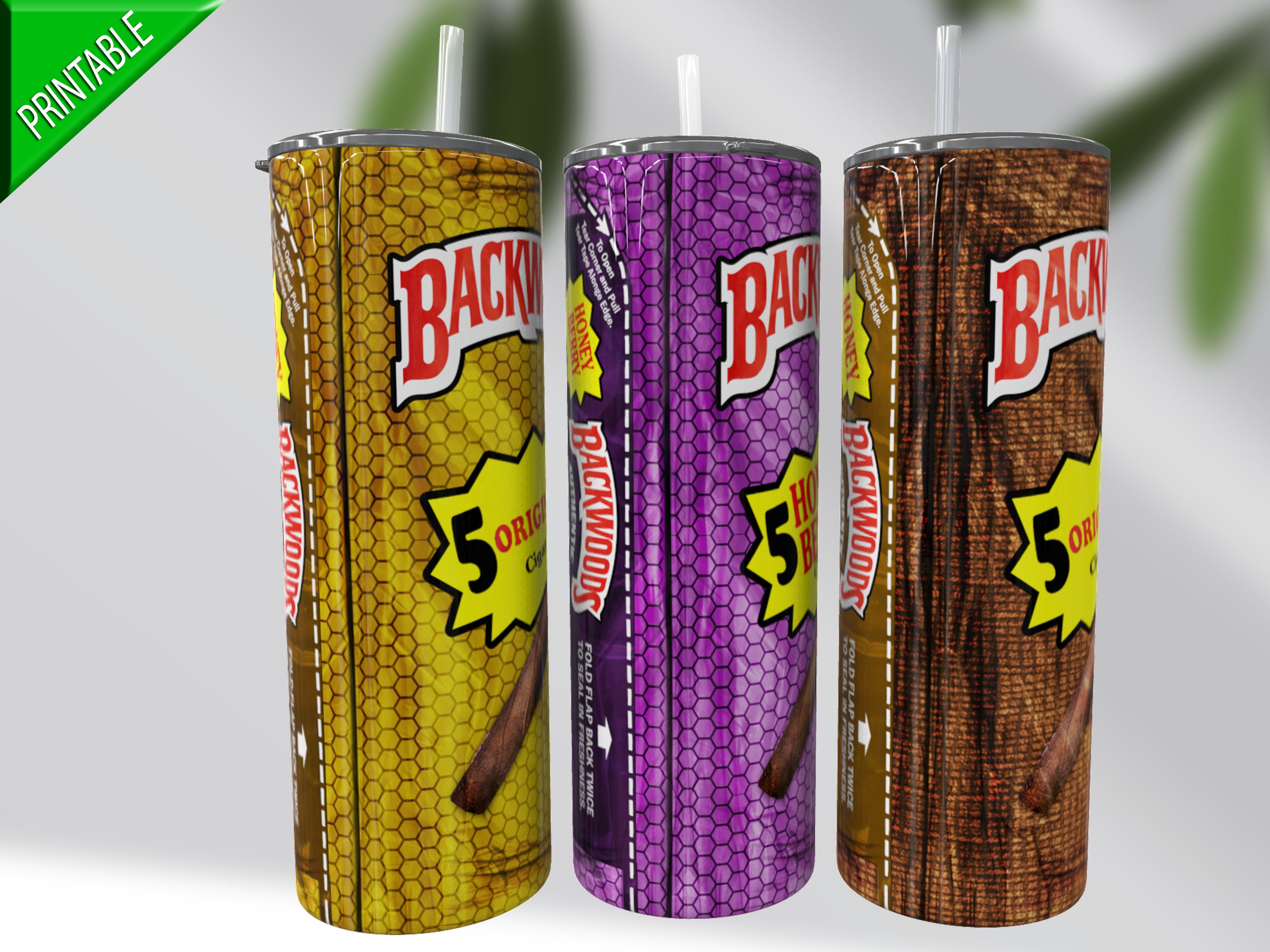 Backwoods Wrapper 20oz Tumbler Design, 420 Weed Stoner Tumbler Wrap ...
