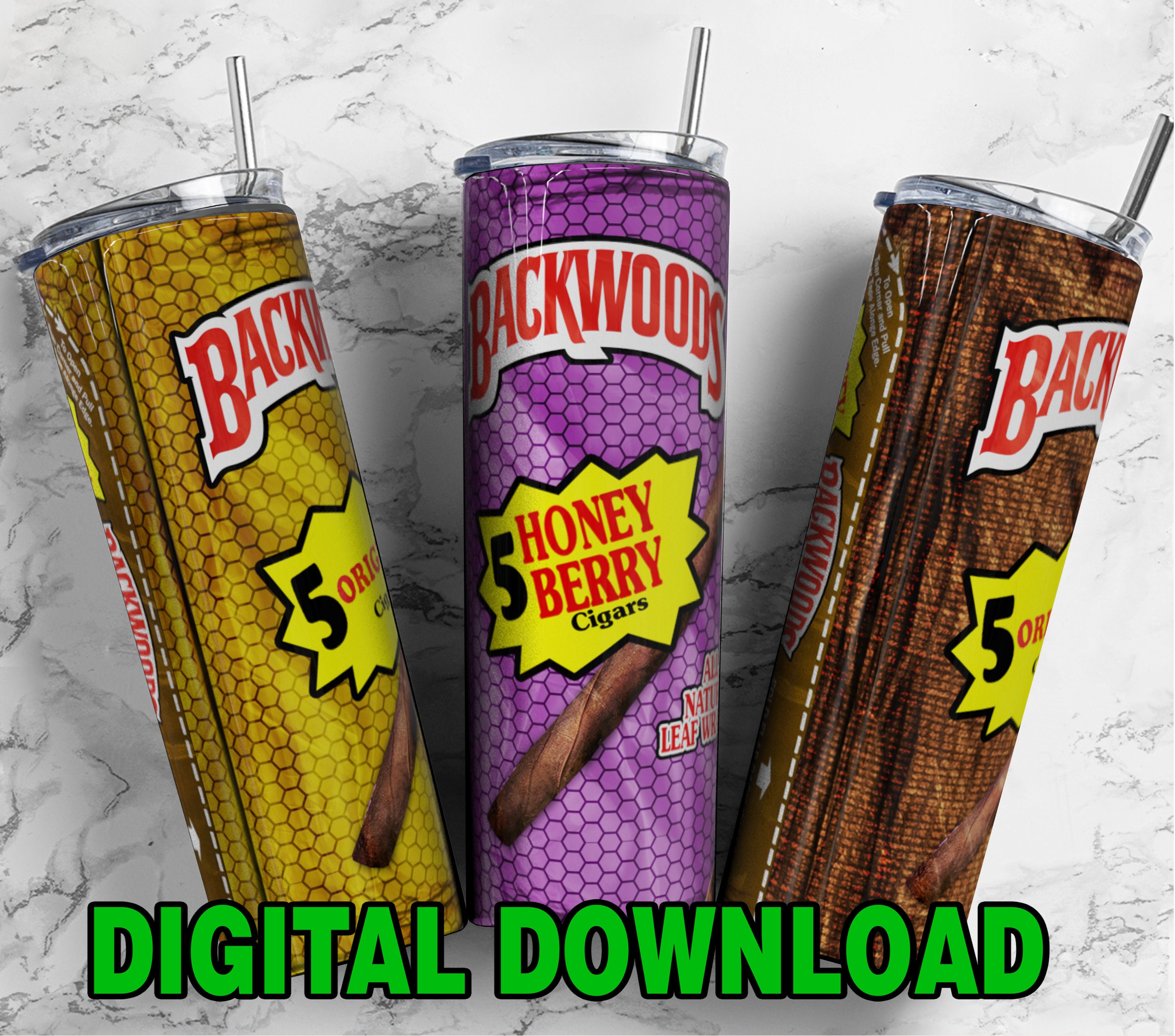 Backwoods Wrapper 20oz Tumbler Design, 420 Weed Stoner Tumbler Wrap ...