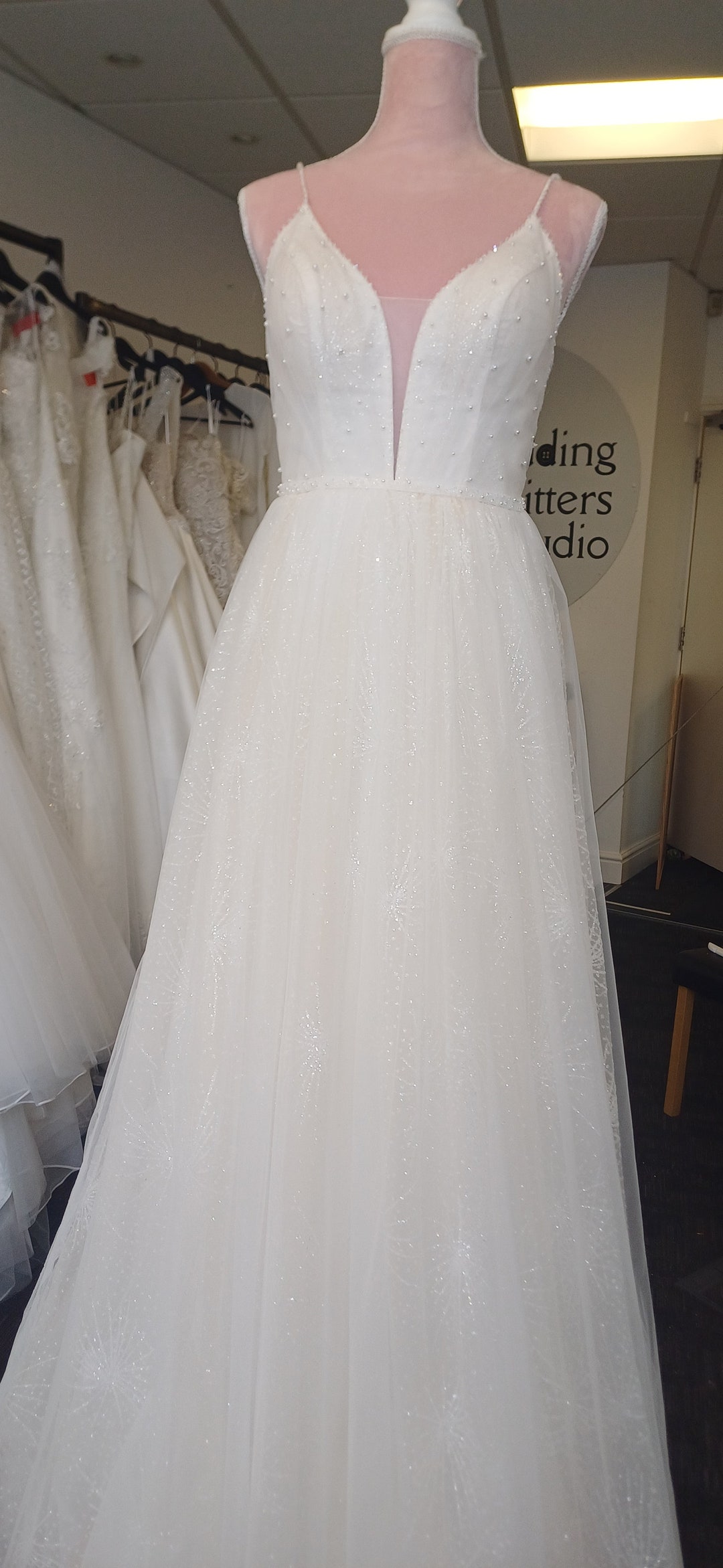 Ivory Beach Wedding Dress Alter Neck Bodice With Spaghetti Straps ...