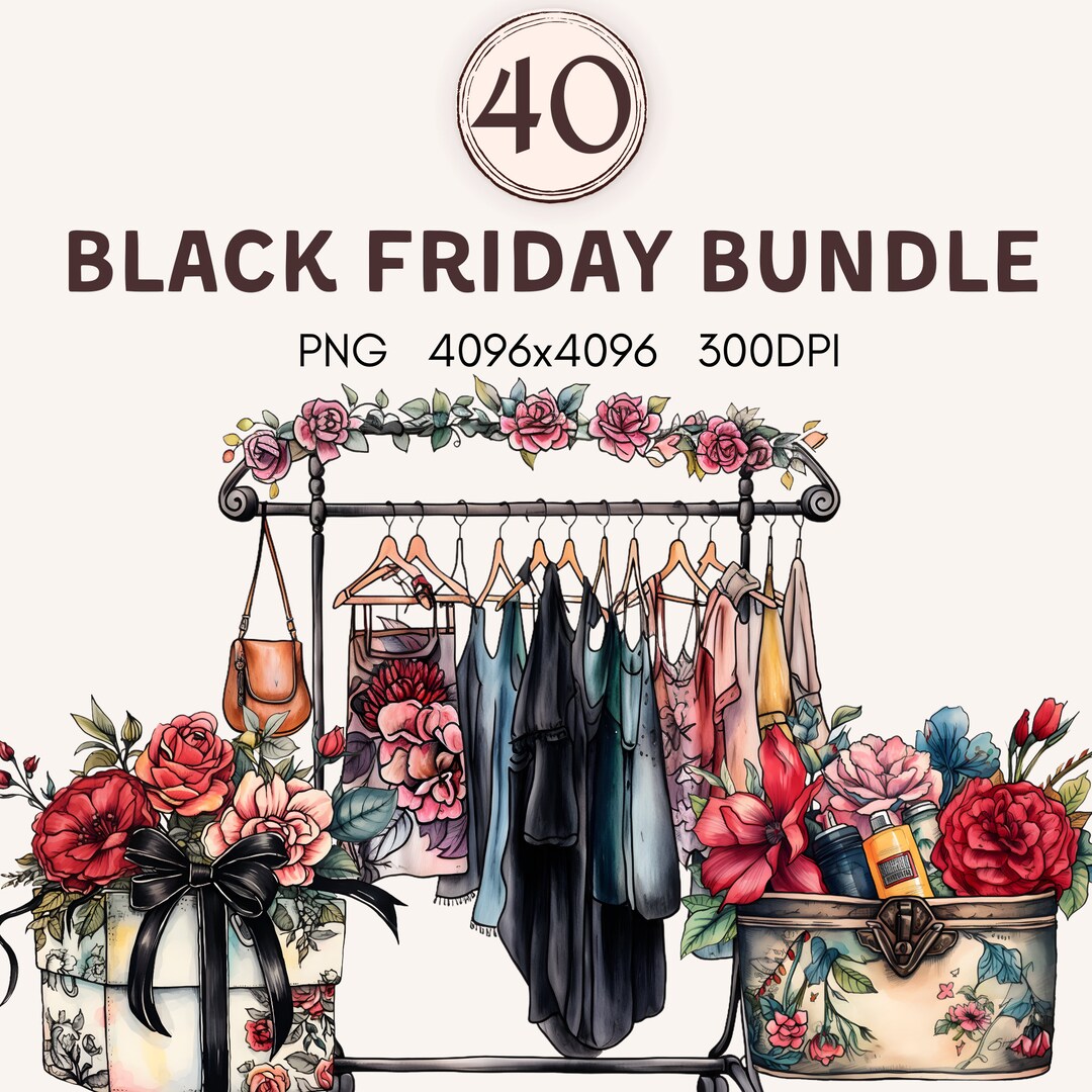 Black Friday Clipart Bundle Shopping PNG Pack for Friday Deals, Tattoo ...