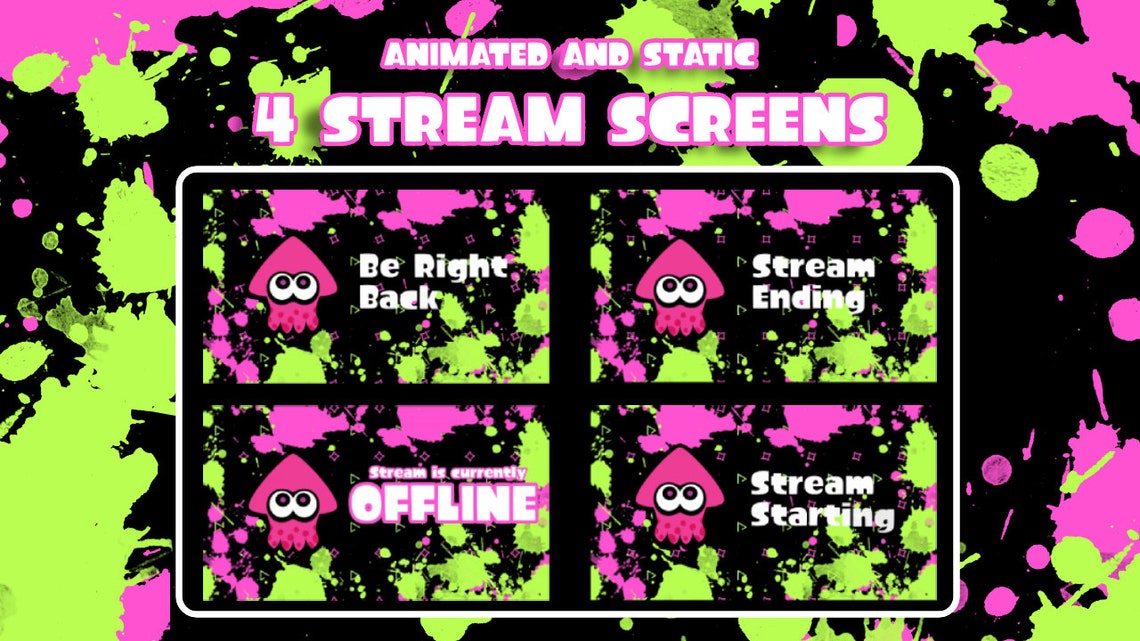 Splatoon Inspired Twitch Animated Screens | Youtube | Twitch | Gamer ...