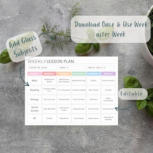 Editable Weekly Lesson Plan Canva Template for Teachers, Homeschool ...