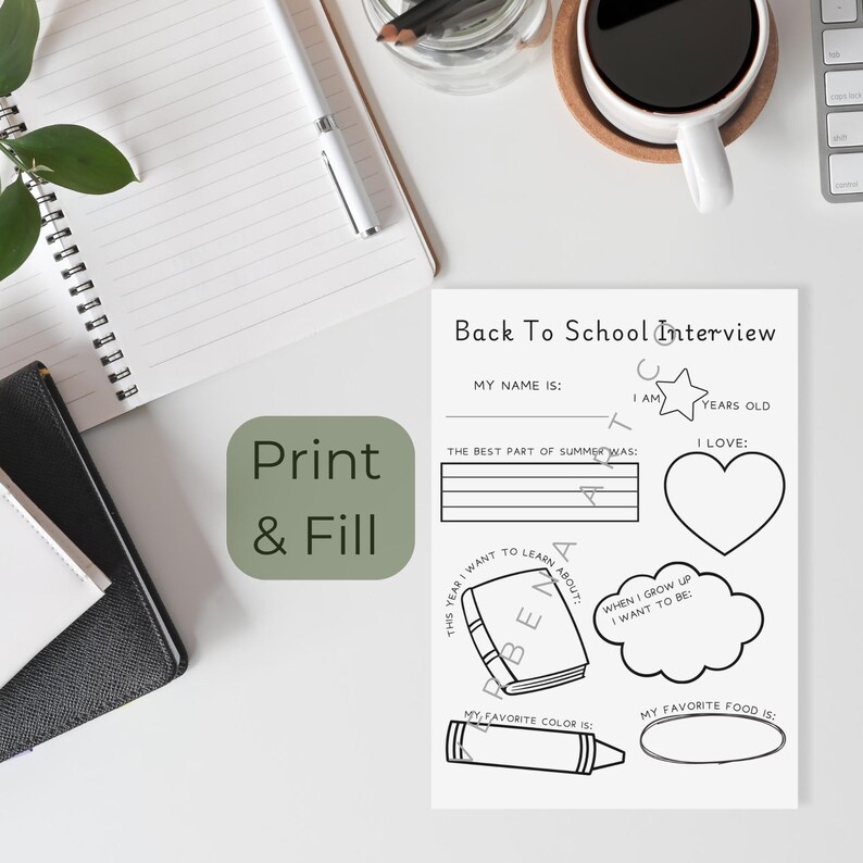 First Day of School Interview Printable, Back to School Activity Sheet ...