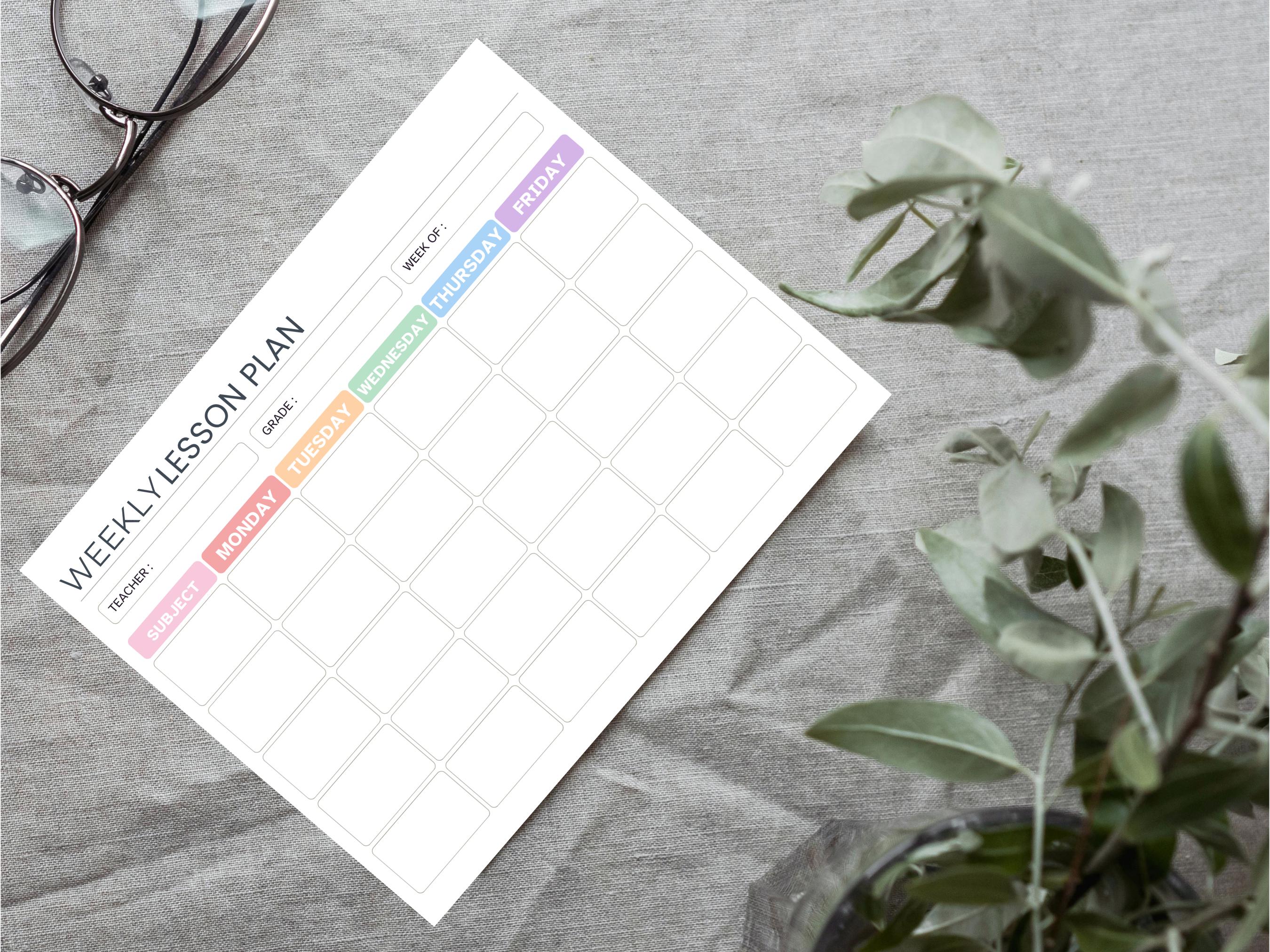 Editable Weekly Lesson Plan Canva Template for Teachers, Homeschool ...