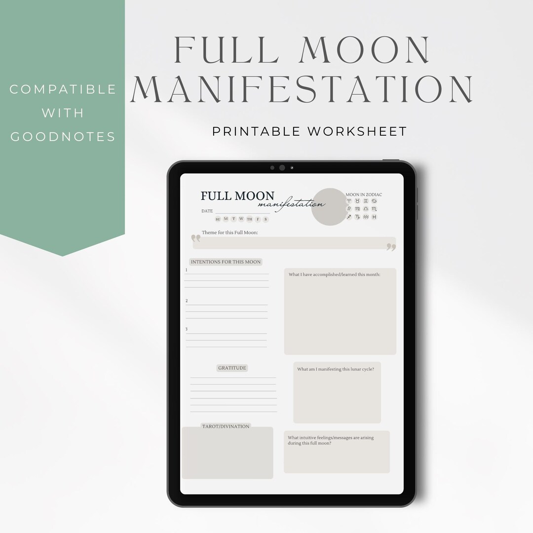 Full Moon Journal Printable | Printable Manifestation and Intention ...