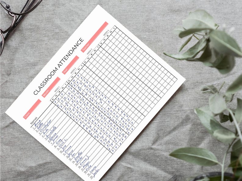 Editable Classroom Attendance Tracker, Canva Template for Elementary ...