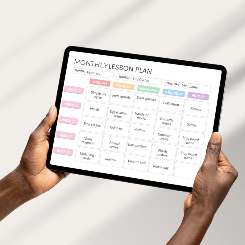 Monthly Editable Lesson Plan Canva Template for Teachers, Homeschool ...