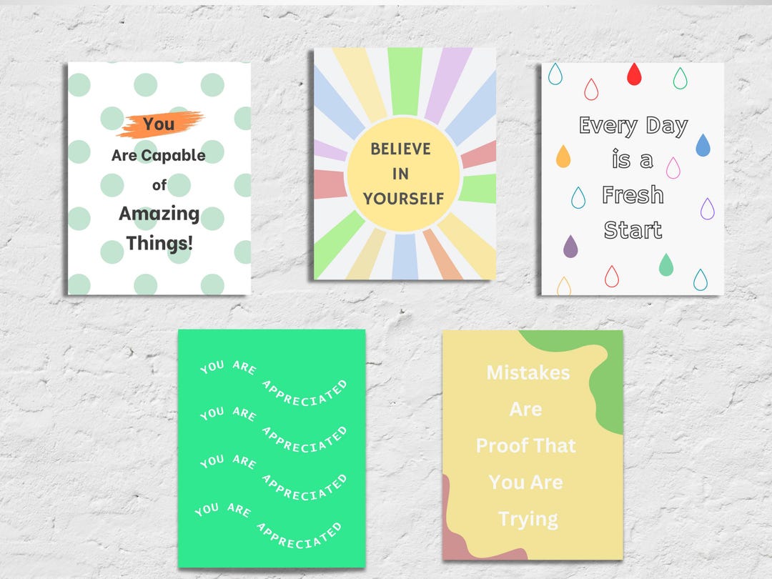 Set of 5 Motivational Posters, Printable Classroom Wall Art, Homeschool ...