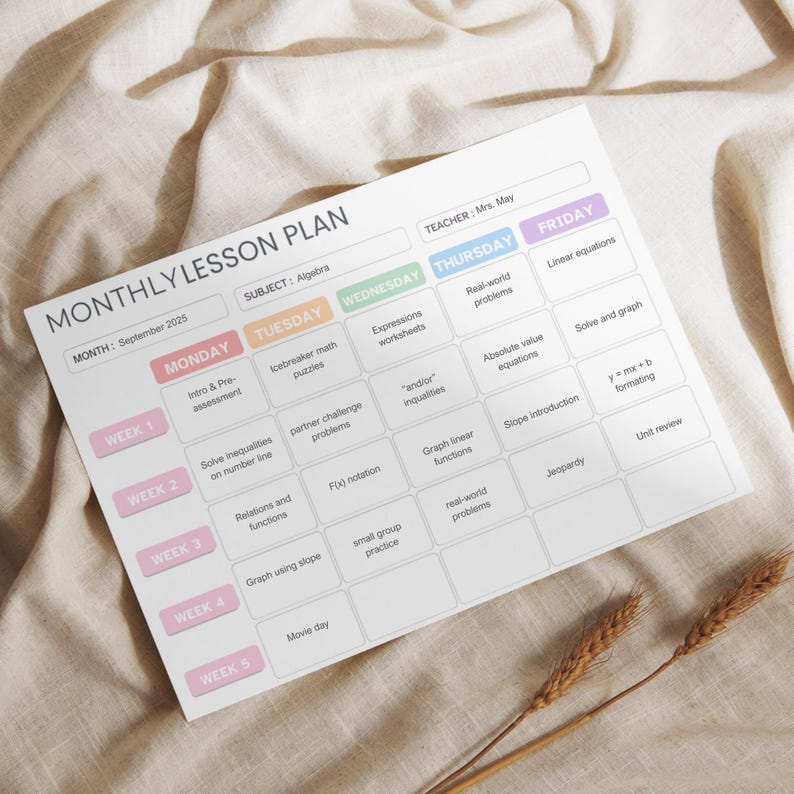 Monthly Editable Lesson Plan Canva Template for Teachers, Homeschool ...