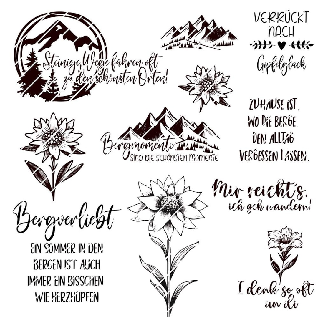Bergliebe Laser - Mountains - Enzian - Edelweiß - Wandern SVG - Etsy ...