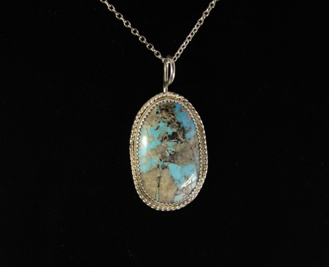 Turquoise With Pyrite Set in Silver - Etsy