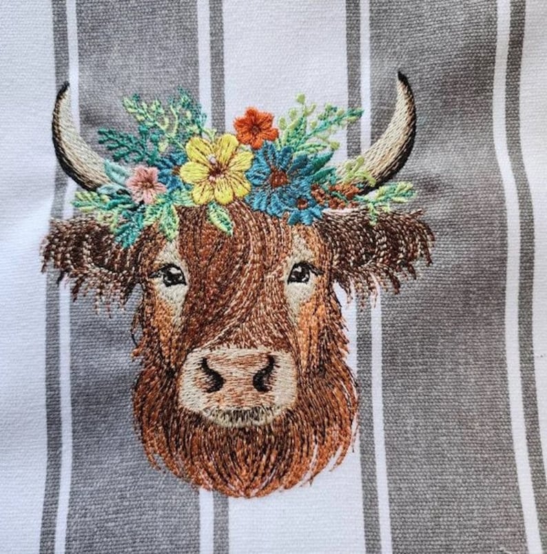 Highland Cow Embroidery Design, Farm Animal Machine Embroidery File, 3 ...