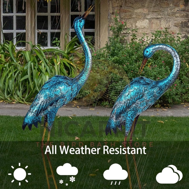 Elegant Outdoor Crane Statue Set Blue Heron Decoy - Etsy