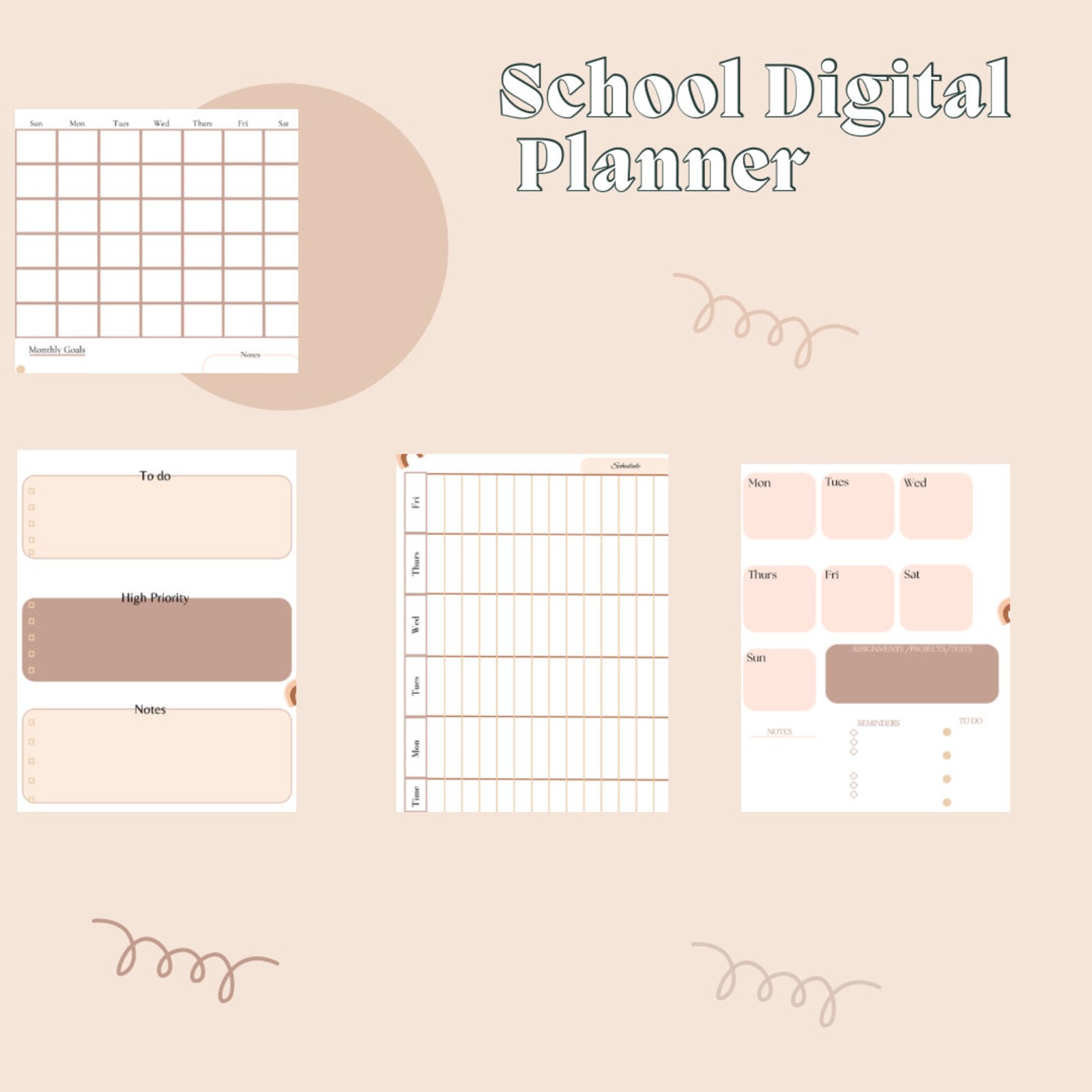 School Digital Planner - Etsy