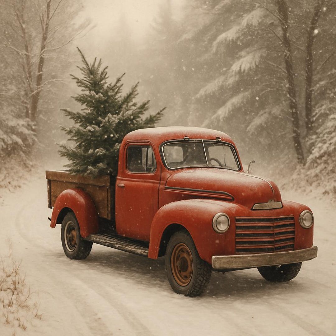 Vintage Red Christmas Truck Printable Wall Art - Etsy