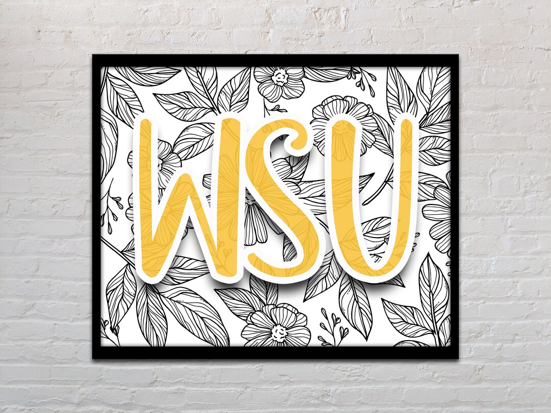 Wichita State Digital Prints | Printable Wall Decor | Floral WSU - Etsy