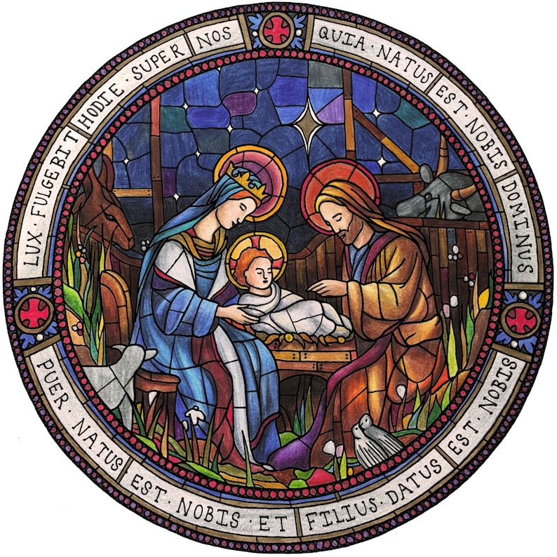 Nativity Christmas Cards | Original Christian Art | Stained Glass - Etsy