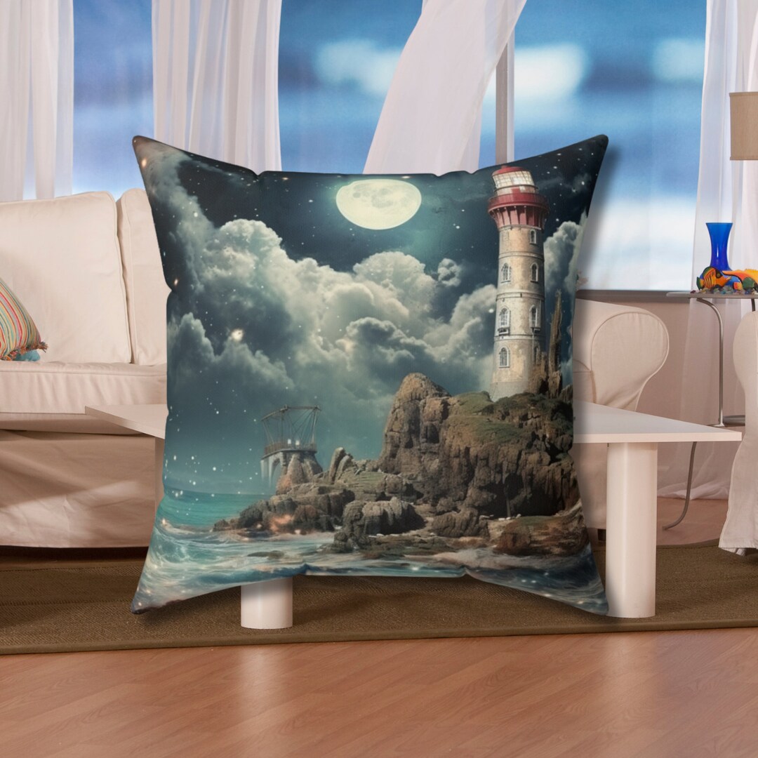 Lighthouse Decor Throw Pillows Sofa Gift for Ocean Lovers Beach Gifts ...