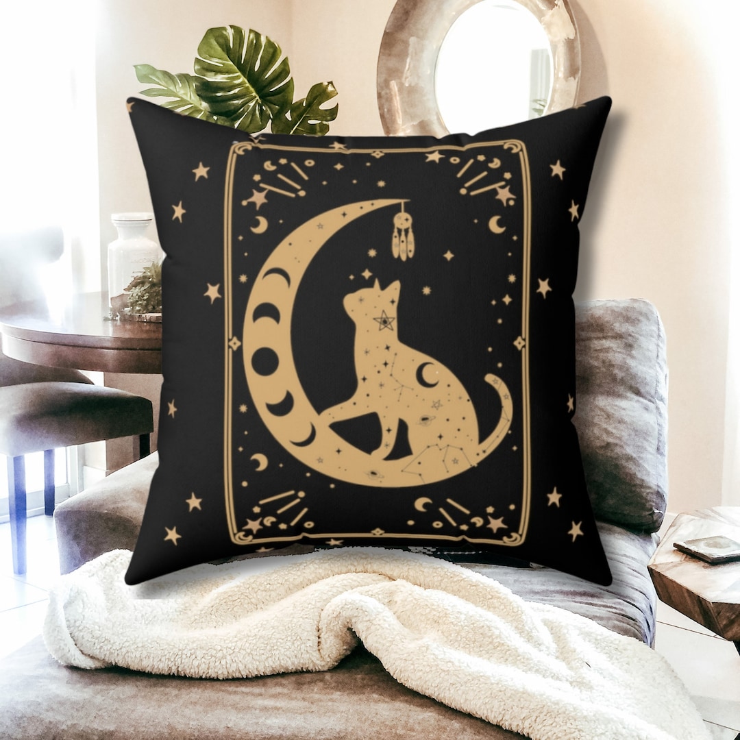 Celestial Cat Throw Pillows Sofa Home Decor Kitty Magic Gift for Cat ...