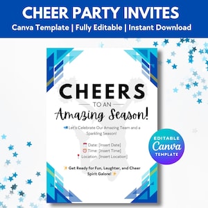Cheer Team Party Invite Editable Template Invitation for Team Party ...